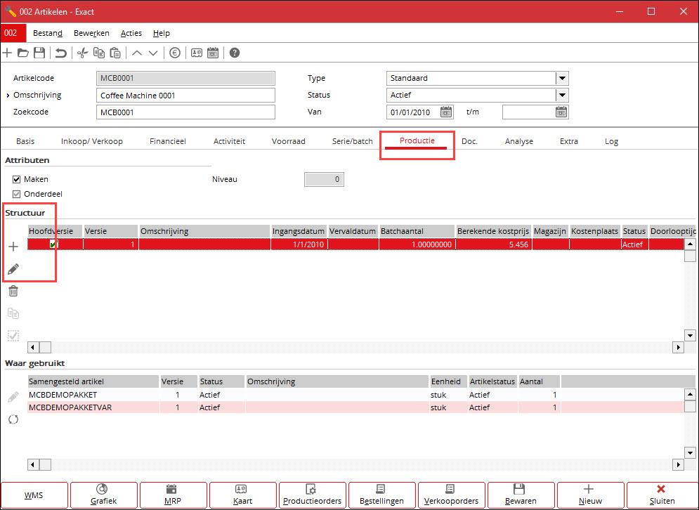 Productie – Stuklijsten | Exact